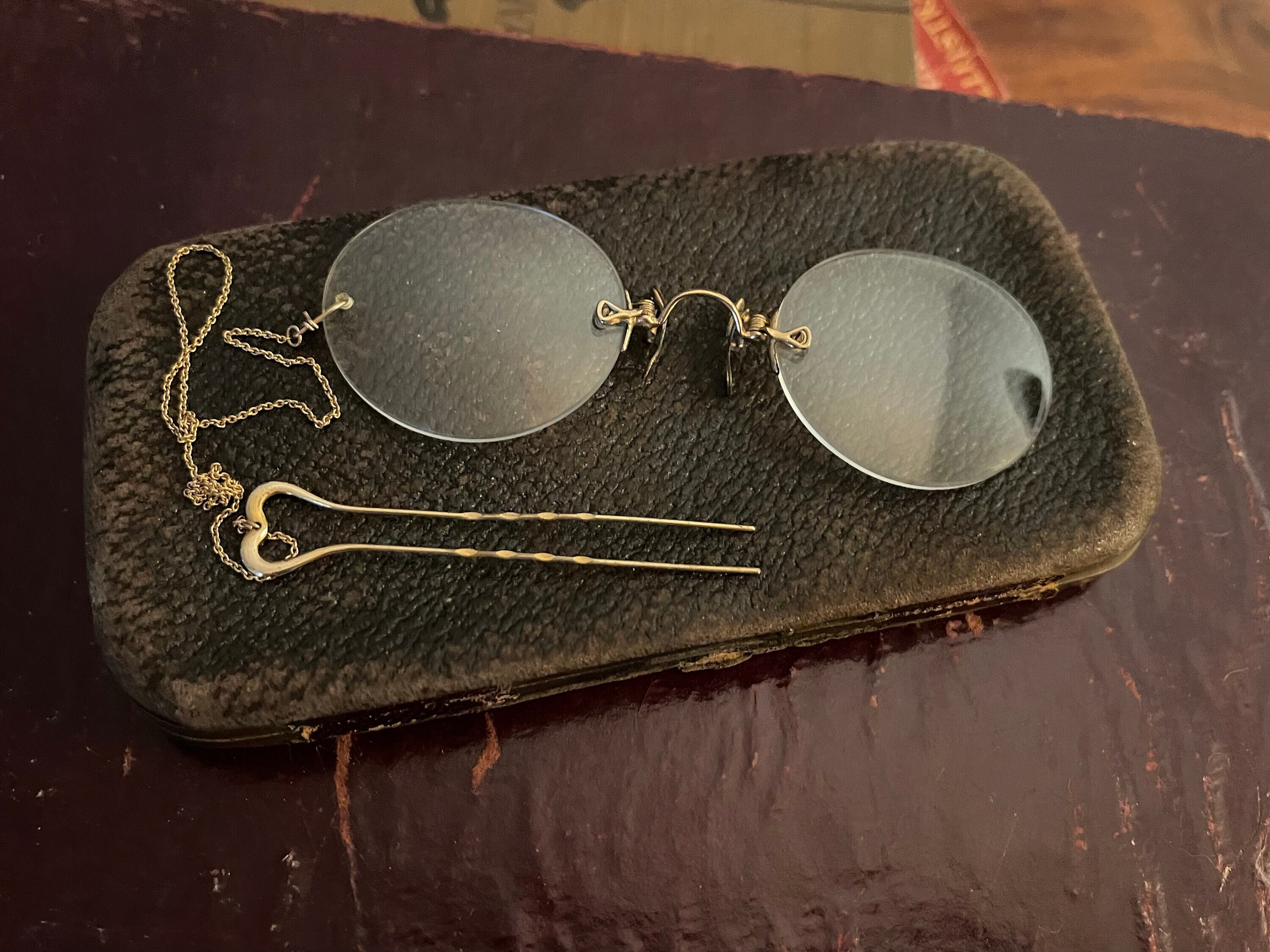 RARE Antique Gold Filled Spectacles With Gold Chain and Hair Clip ...