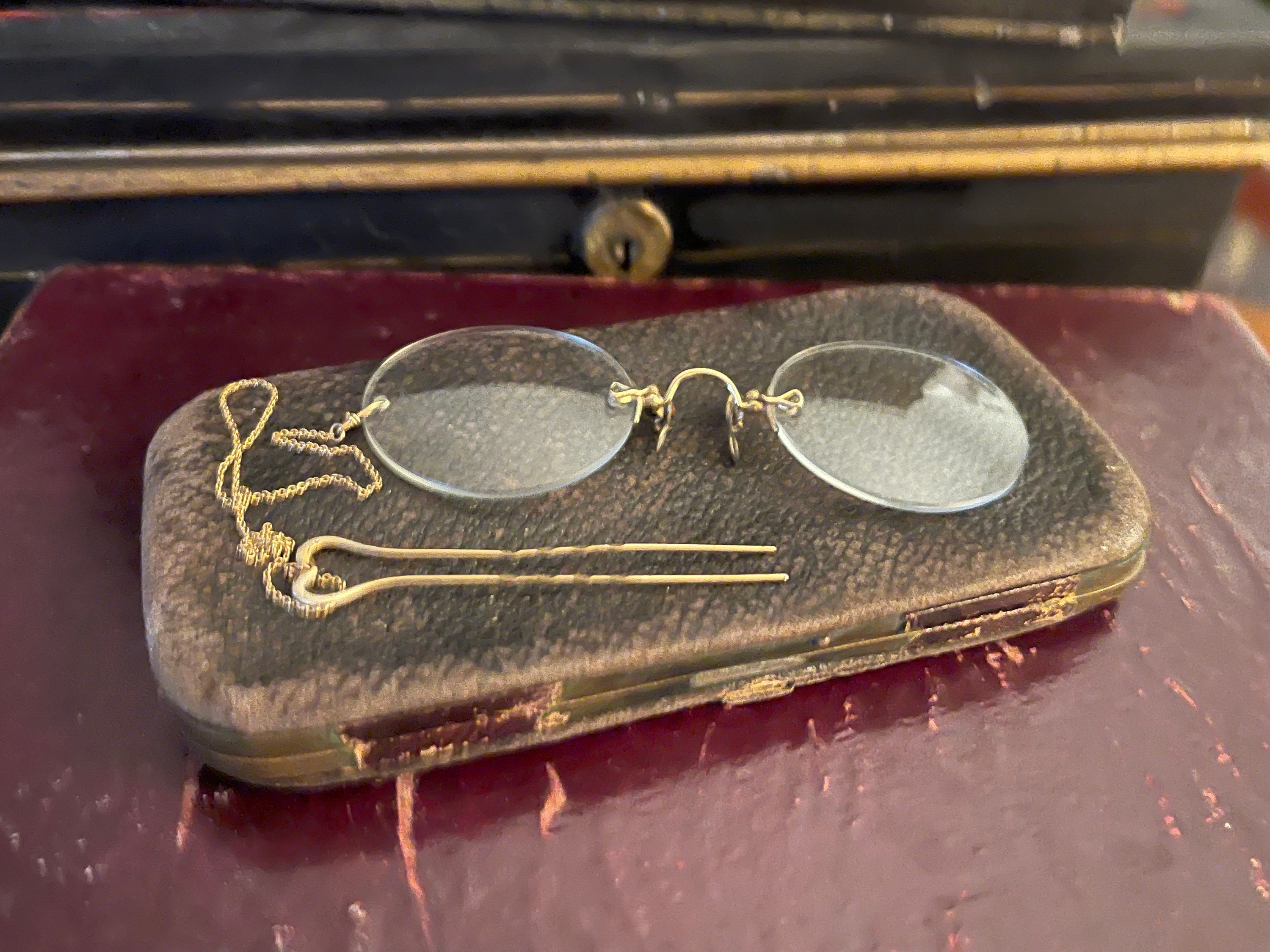 RARE Antique Gold Filled Spectacles With Gold Chain and Hair Clip ...
