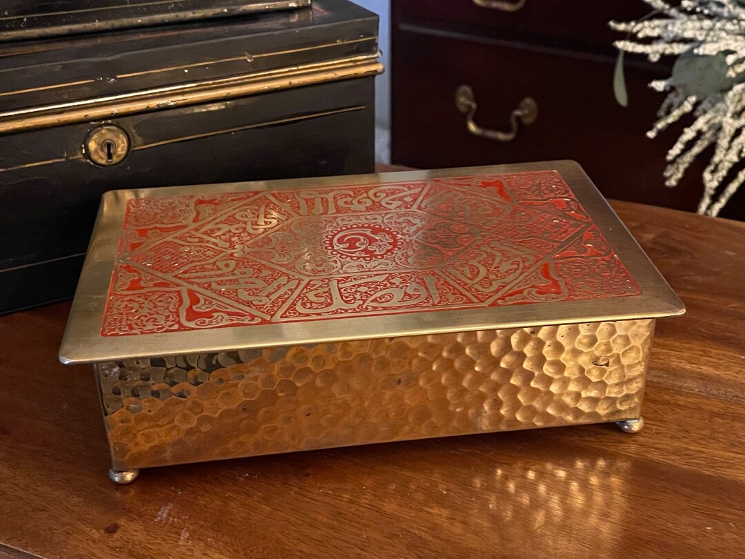 Rare Antique German Hammered Brass Footed Box - Etsy