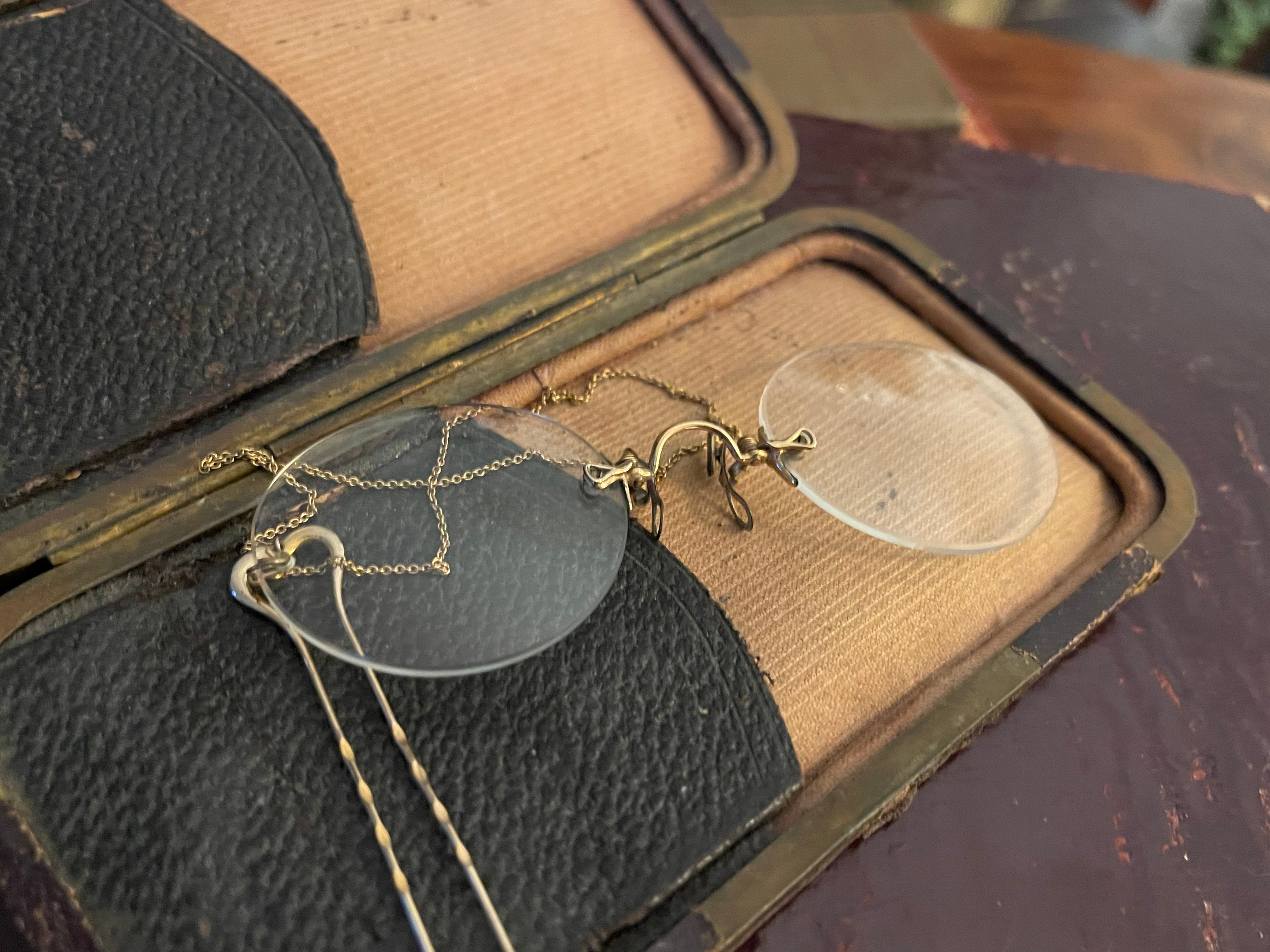 RARE Antique Gold Filled Spectacles With Gold Chain and Hair Clip ...