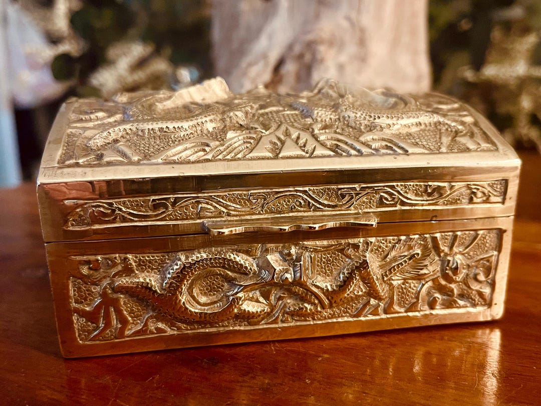 Antique Solid Brass Box Casket - Etsy