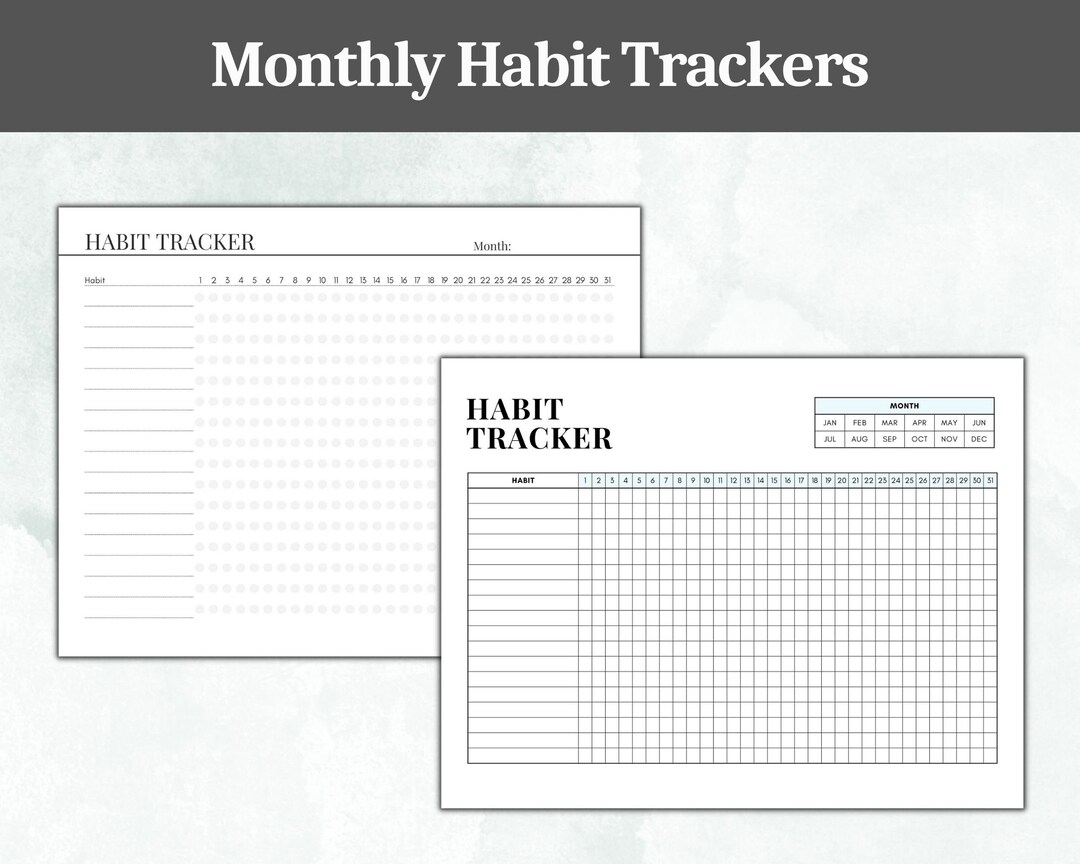 Monthly Habit Tracker, Printable Templates, Compatible With Goodnotes ...