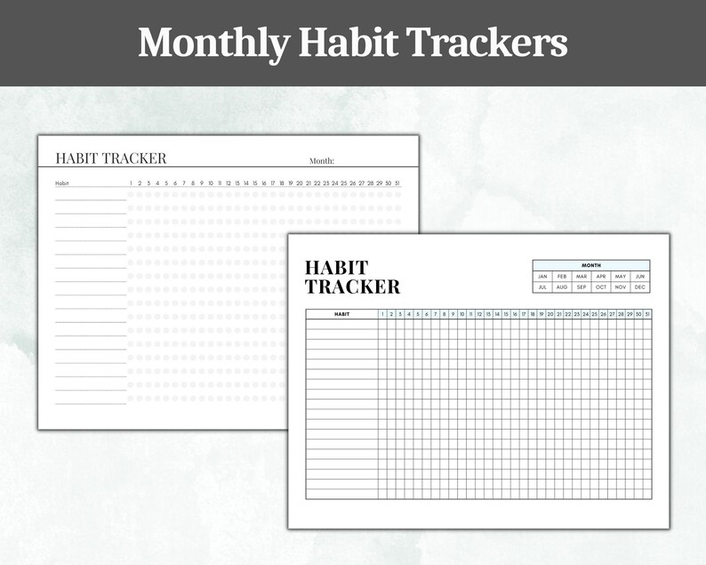 Monthly Habit Tracker, Printable Templates, Compatible With Goodnotes ...