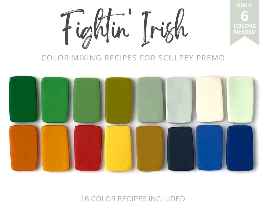 St. Patricks Day Polymer Clay Color Recipes Sculpey Premo Recipe Cards ...