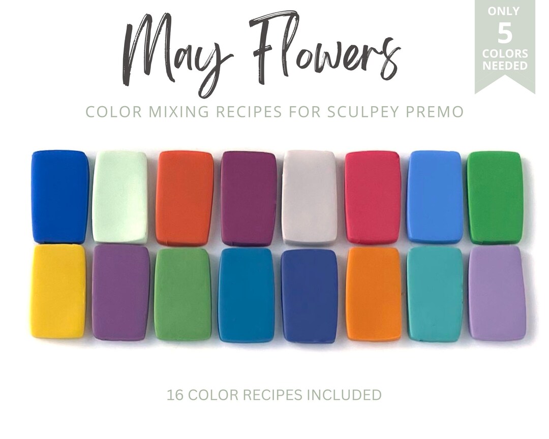 Spring Flowers Polymer Clay Color Recipes Pink Blue Sculpey Premo ...