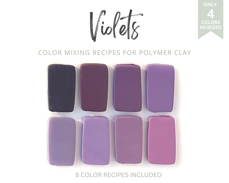 Polymer Clay Color Recipes: Violet Palette Mixing Guide (PDF) - Etsy