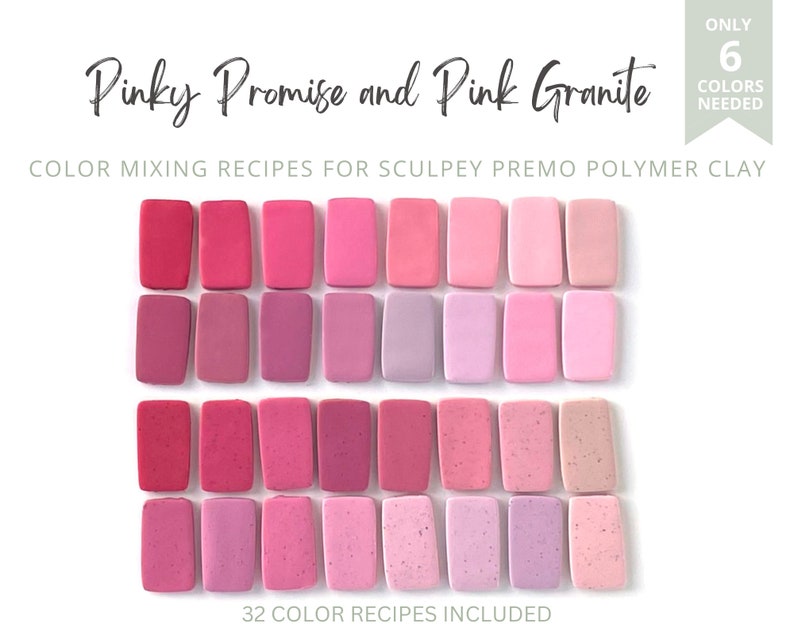 Sculpey Premo Polymer Clay Color Recipes: Pink Palette and Granite ...