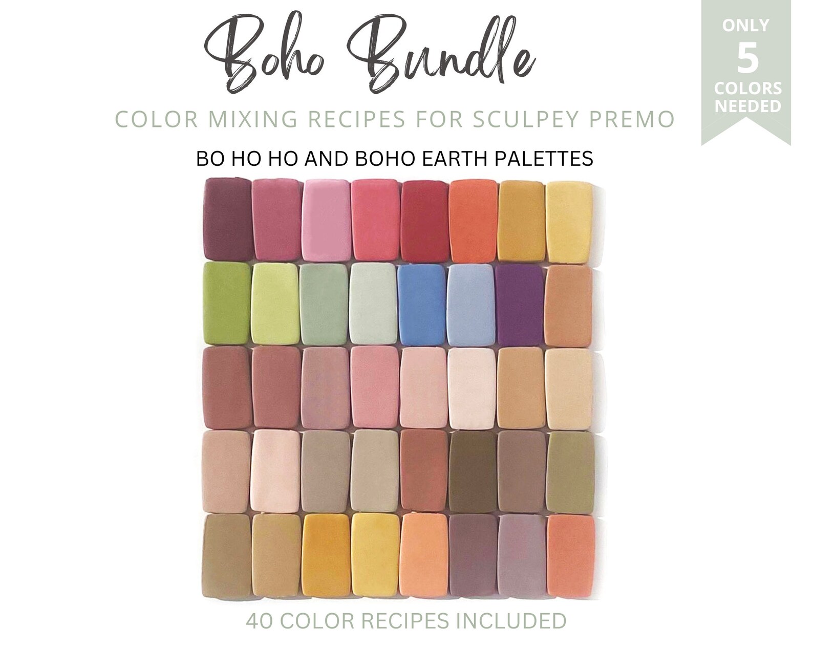 Polymer Clay Color Recipes Boho Bundle, Christmas and Earth Colors ...