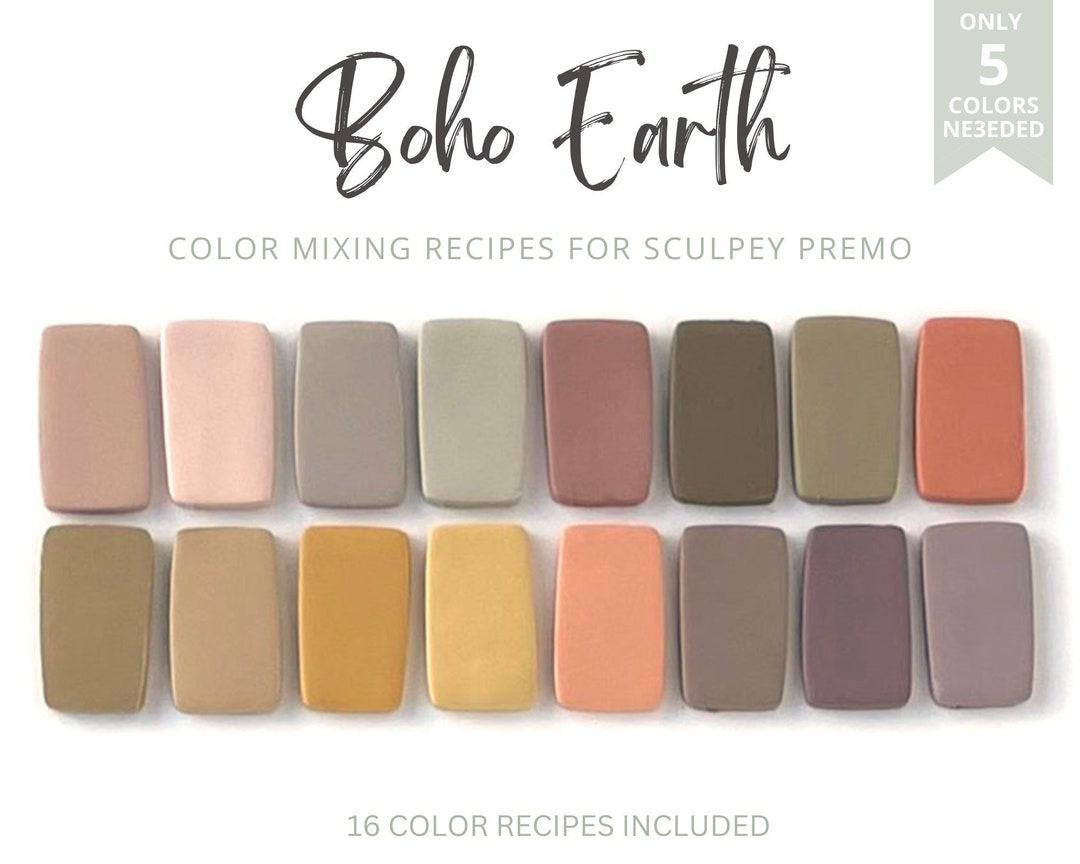 Polymer Clay Color Recipes: Sculpey Premo Boho Earth Tones (PDF ...