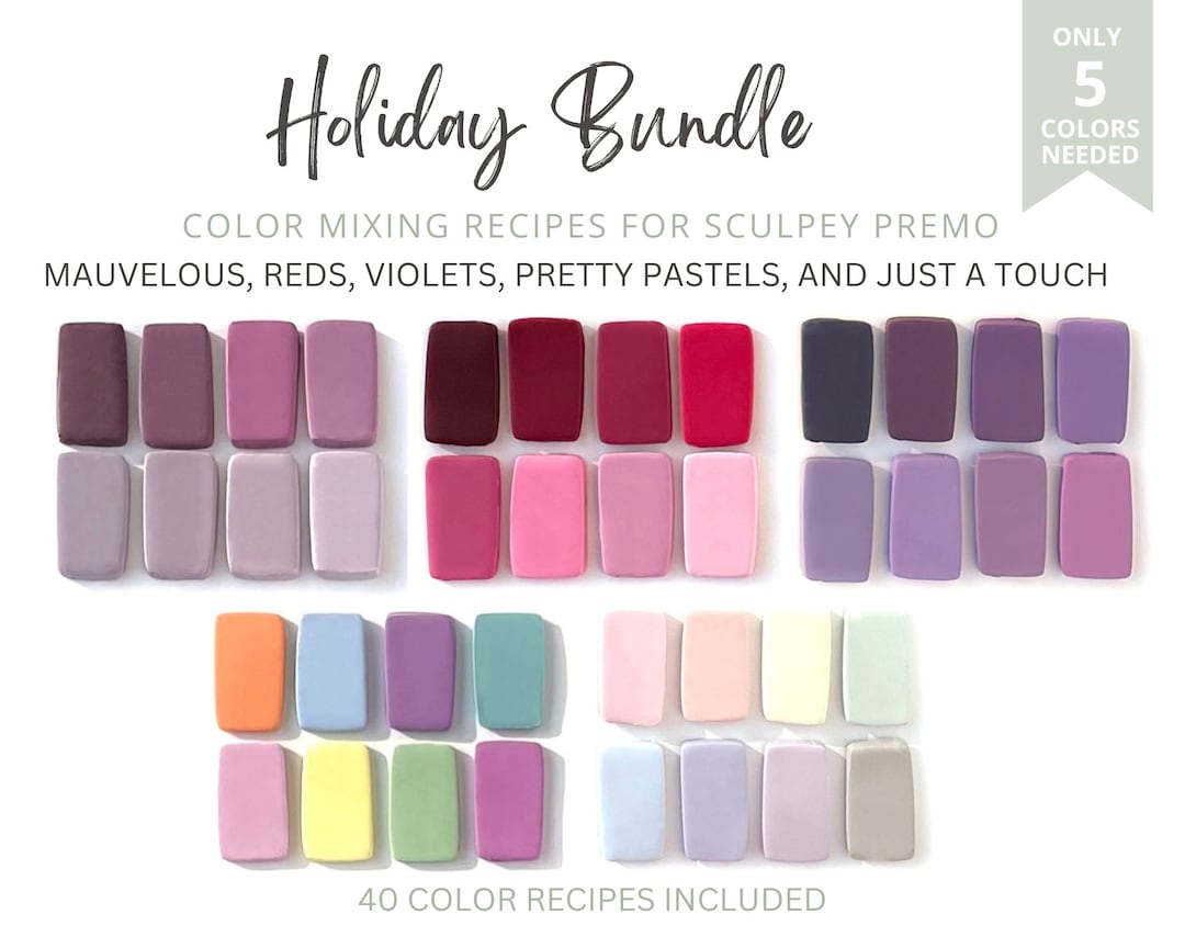 Polymer Clay Color Recipes Sculpey Premo, Holiday Bundle, Spring ...