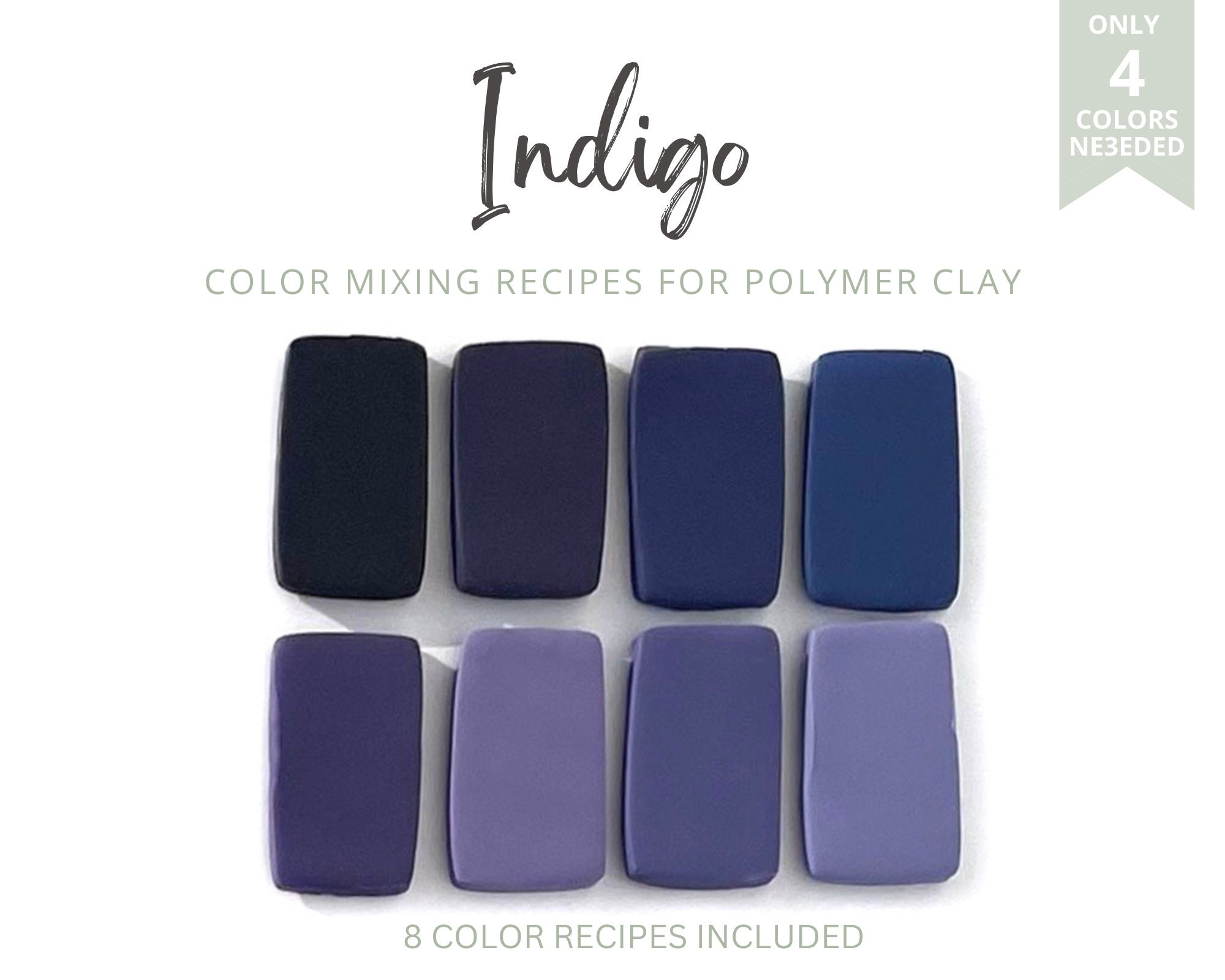 Purple Polymer Clay Color Recipes Sculpey Premo Recipe Cards Indigo ...