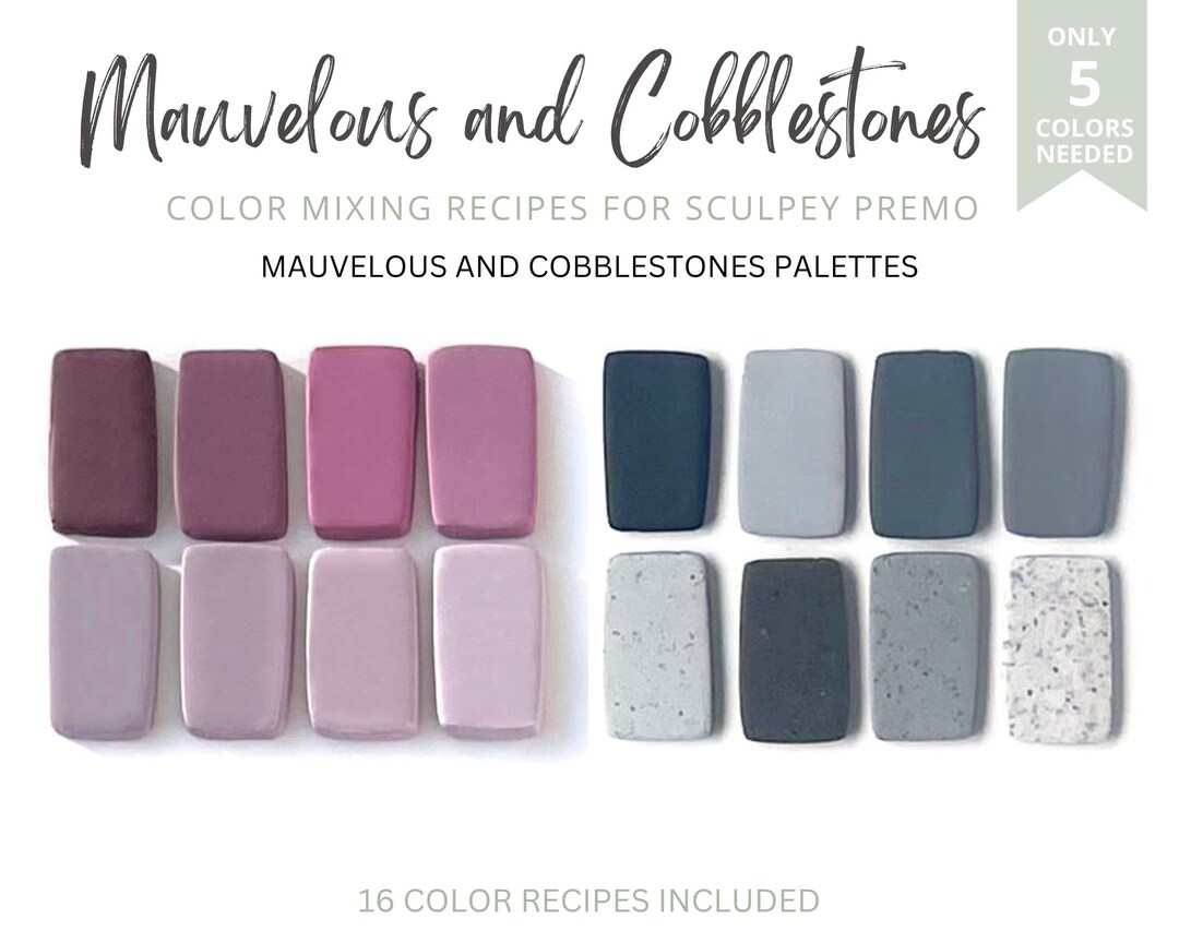 Mauvelous and Grey Cobblestones Polymer Clay Color Recipes Sculpey ...