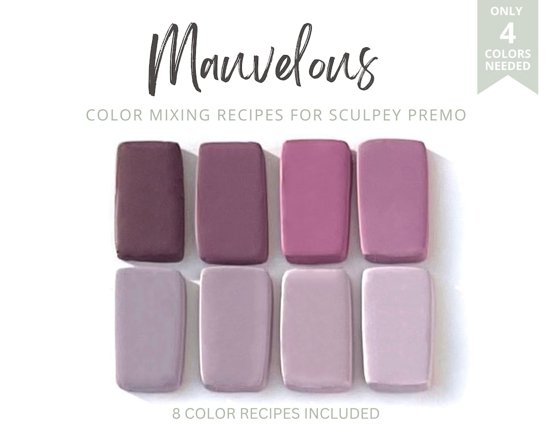 Polymer Clay Color Recipes, Sculpey Premo Mauve Palette, Light Dark ...