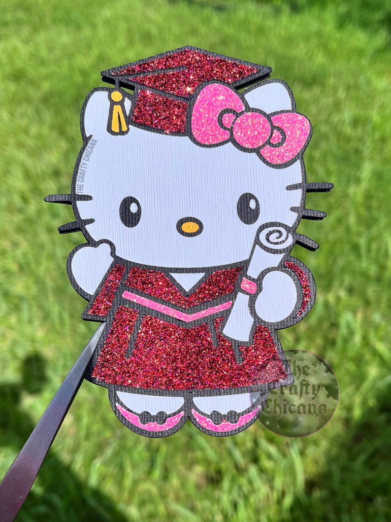 Graduation Kitty (cardstock) Bouquet Topper / Grad Cap Topper / Topper ...