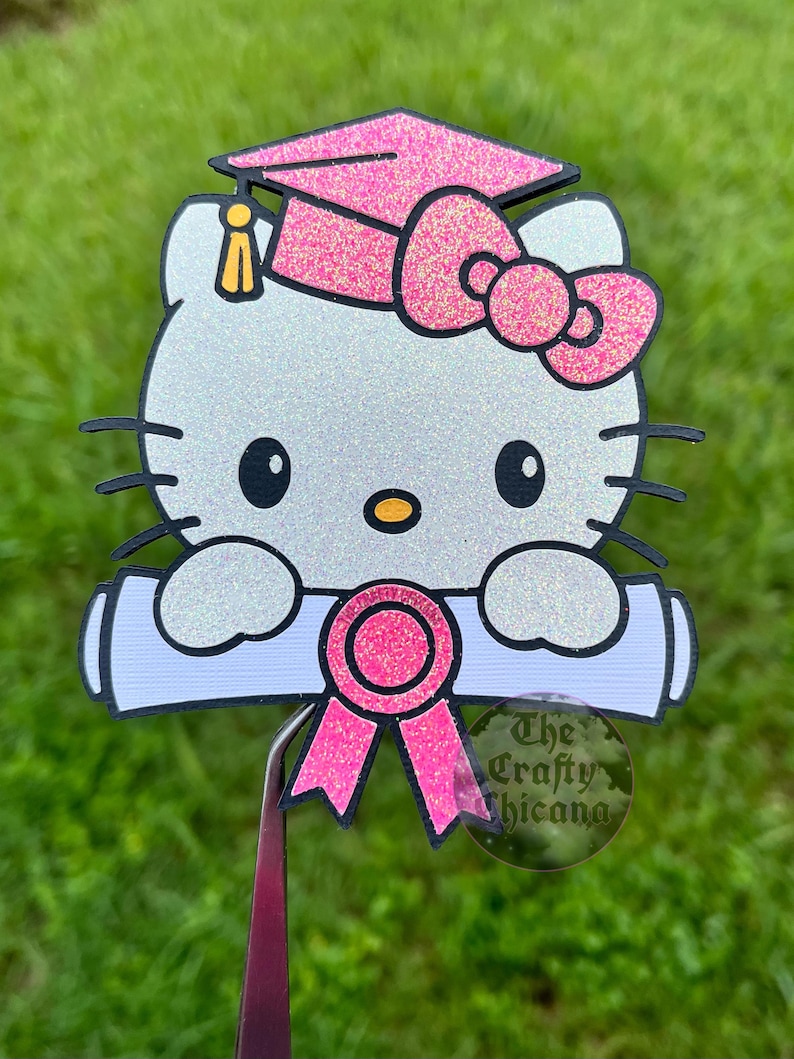 Graduation Kitty (cardstock) Bouquet Topper / Grad Cap Topper / Topper ...