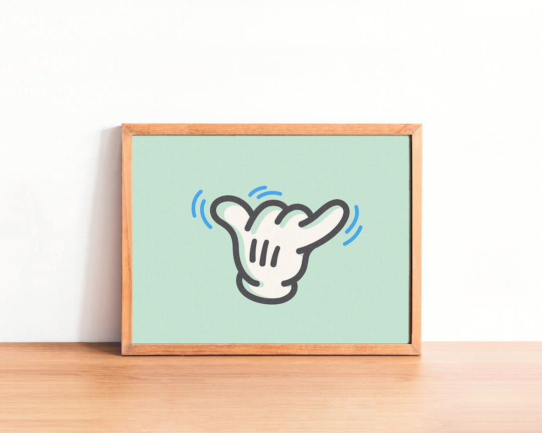 Shaka Wall Art Retro Art Mickey Gloves Shaka Hand Hawaii Hang Ten ...