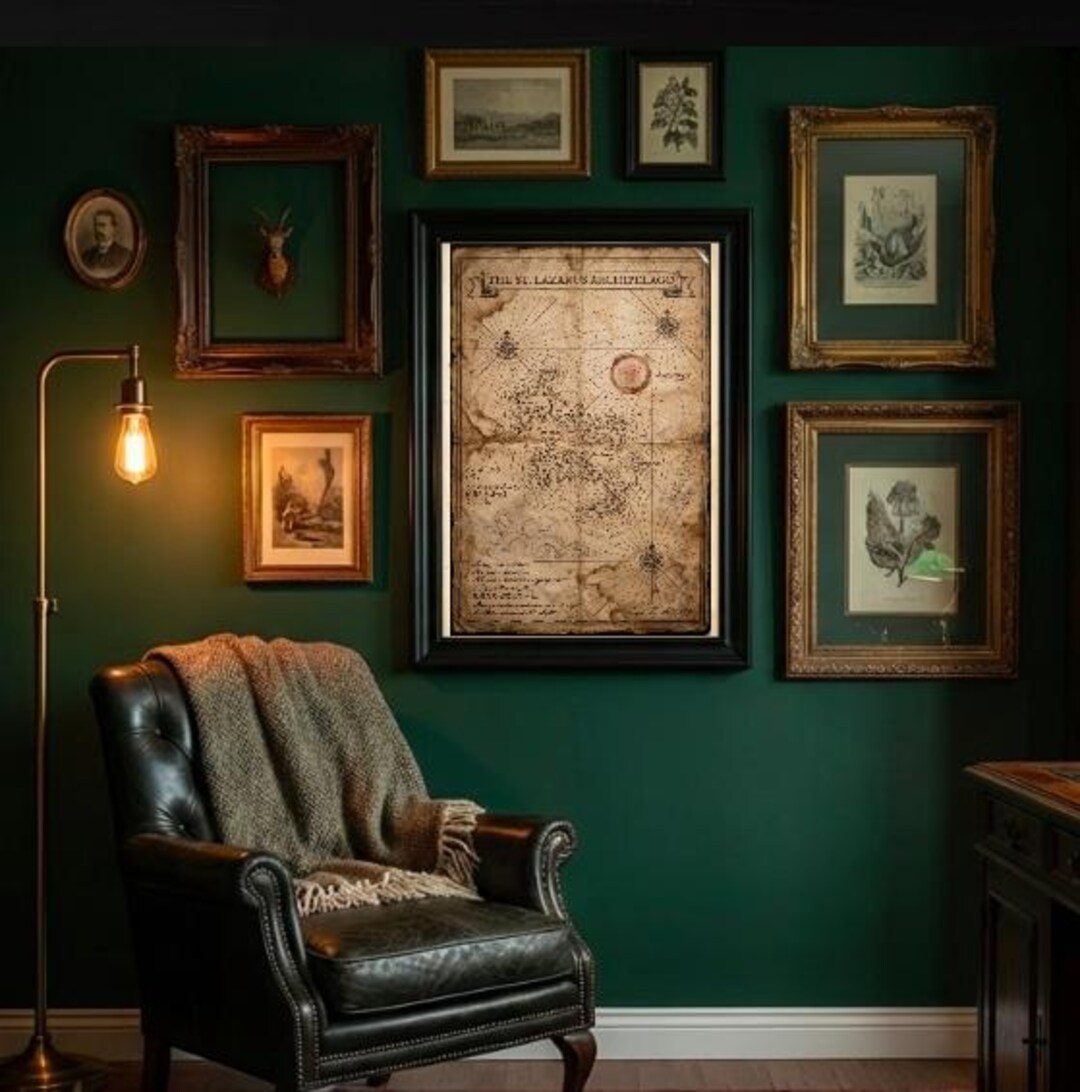 St. Lazarus Archipelago Antique Map Print | Dark Academia Wall Art ...