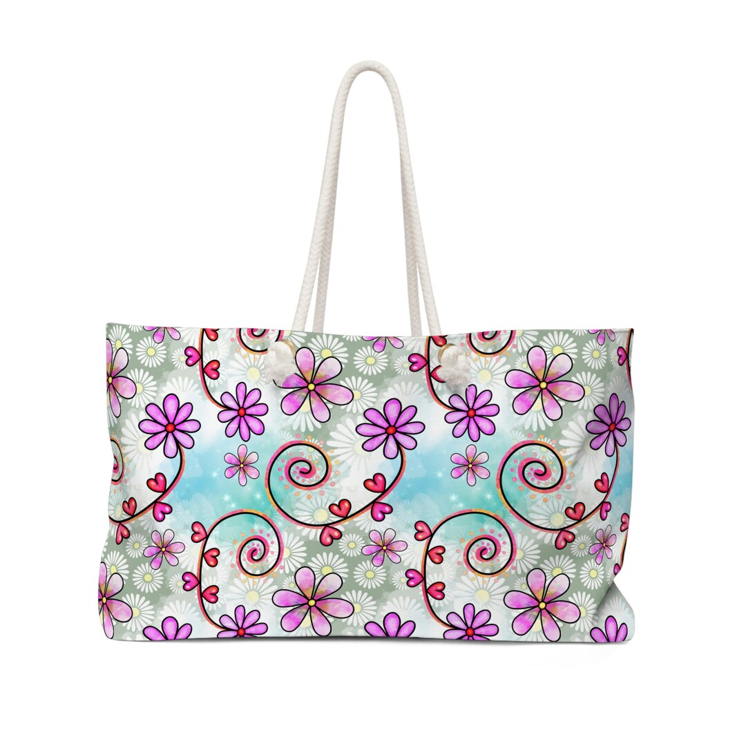 Pink Flowers Weekender Bag Travel Bag - Etsy