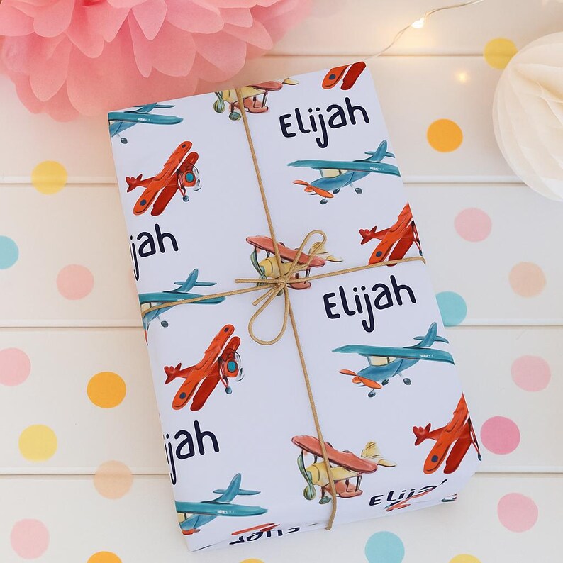 Personalized Airplane Gift Wrap: Custom Aviation Birthday Wrapping ...