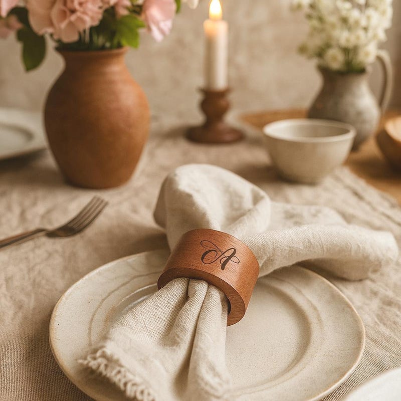 Wooden Napkin Ring Sets - Etsy