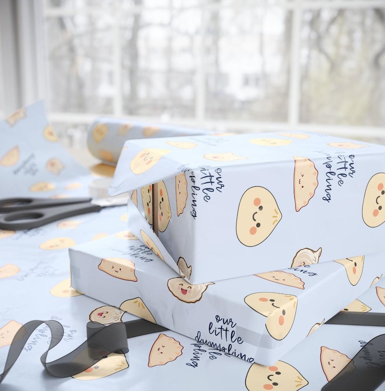 Dumpling Baby Shower Wrapping Paper Personalized Gift Wrap for Boy or ...