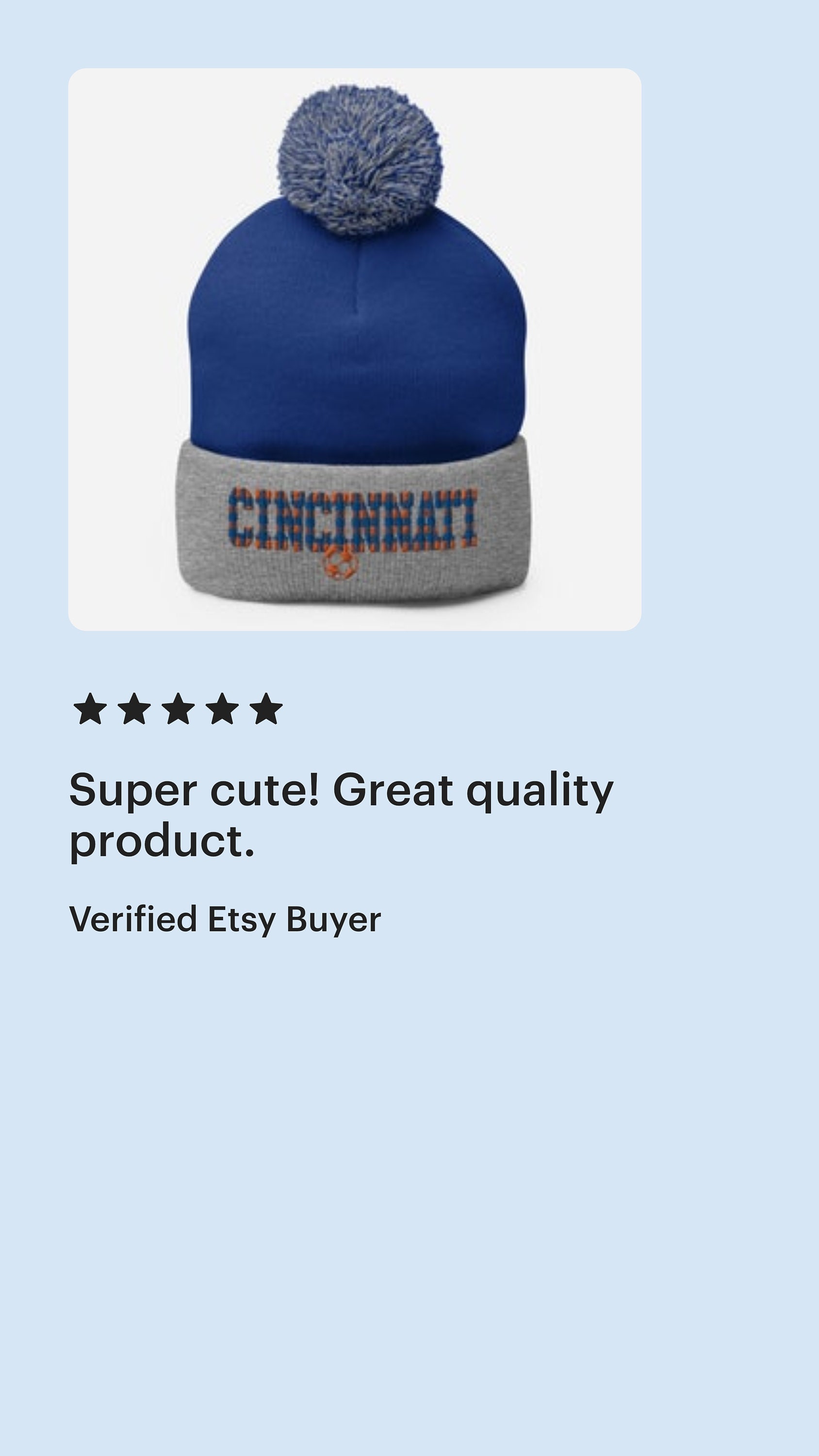 Cincinnati Soccer Winter Pom-pom Beanie ,orange & Blue Graphic Cincy ...