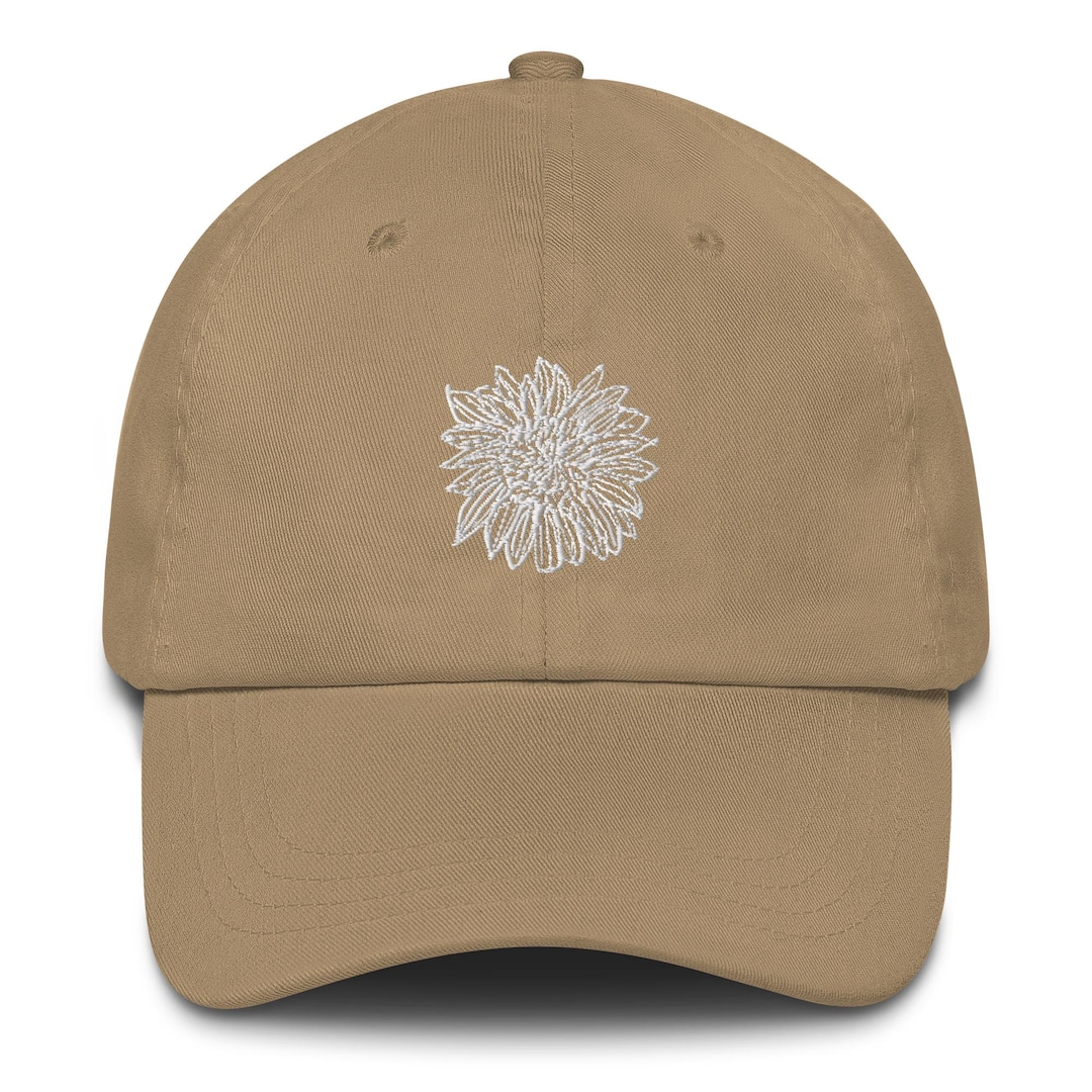 Embroidered Sunflower Hat, Minimalist Nature Lover Flower Cap,neutral ...