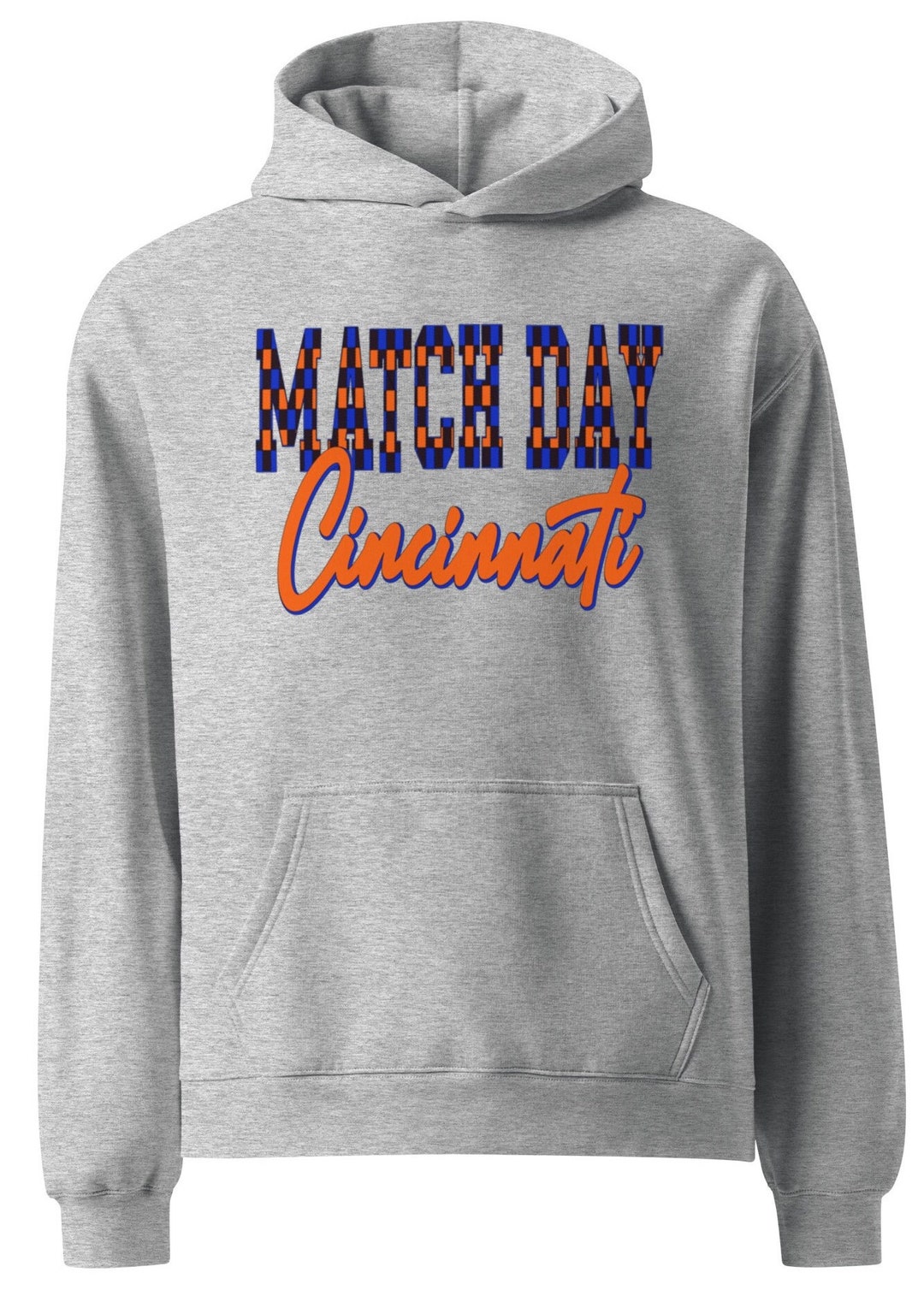 FC Cincinnati Oversized Hoodie,graphic Matchday Checkered Text,orange ...