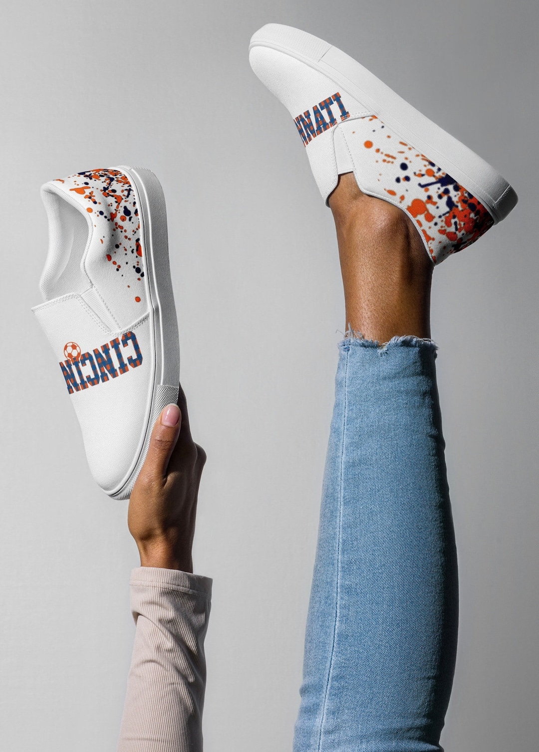 FC Cincinnati Soccer Women’s Slip-on Canvas Shoes,custom FCC Sneakers ...