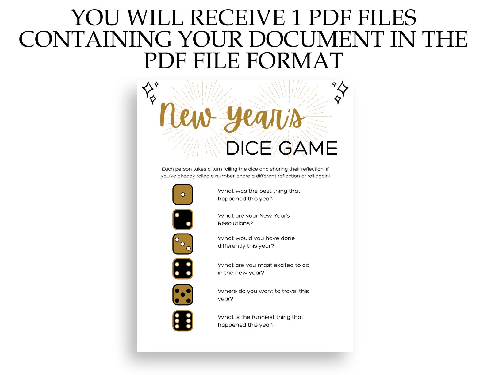 New Years Eve Dice Game | Printable Party Game (digital Download) - Etsy