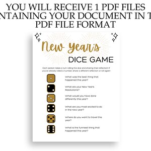 New Years Eve Dice Game-a New Years Eve Game Printable Party Game - Etsy