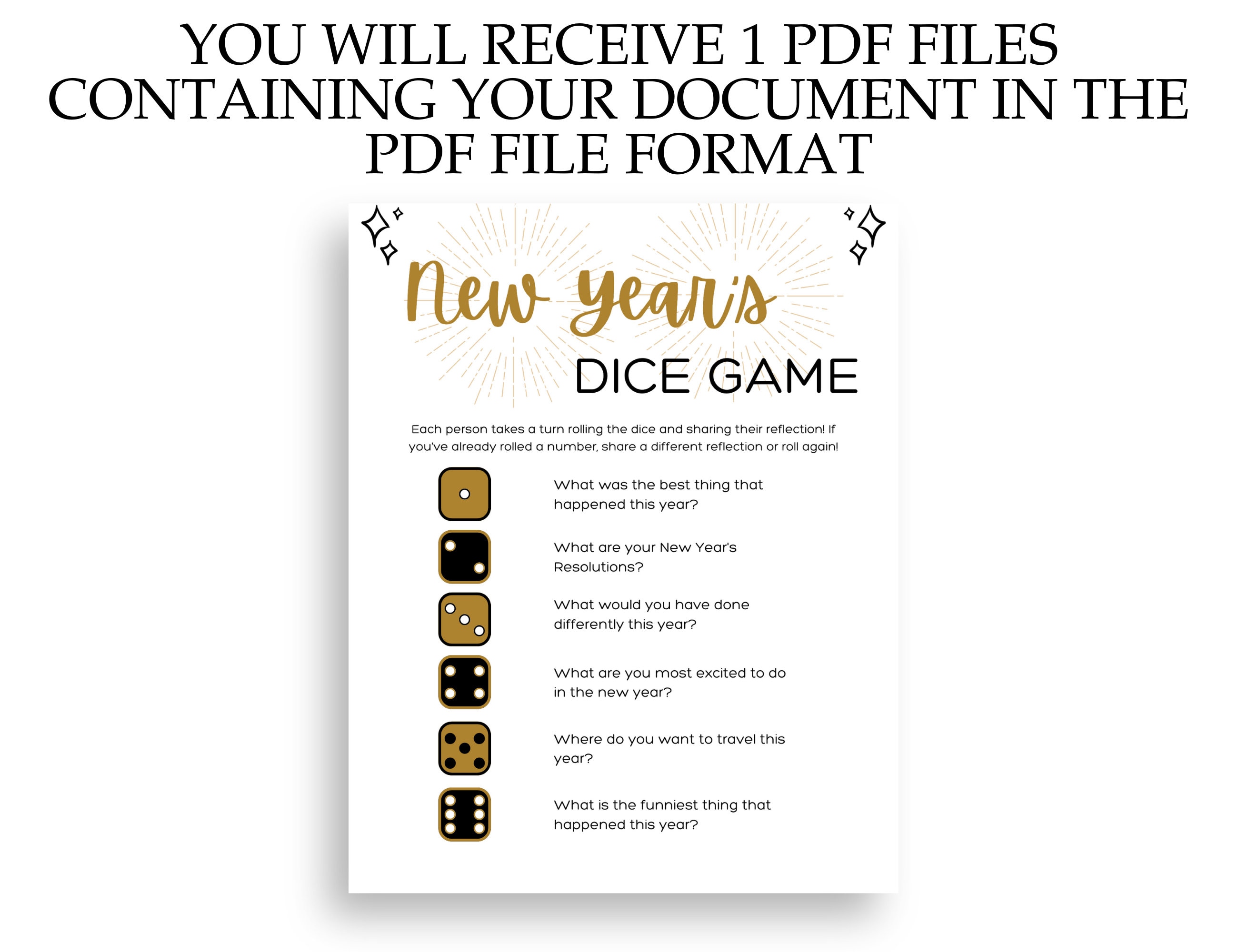 New Years Eve Dice Game-a New Years Eve Game Printable Party Game - Etsy