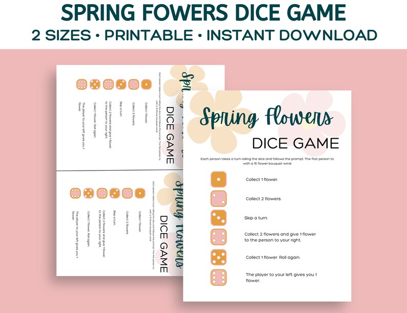 Spring Flower Dice Game, Printable Bridal Shower Activity (digital ...