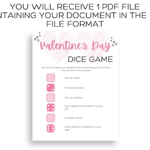 Valentine's Day Candy Dice Game, Printable Party Game (digital Download ...