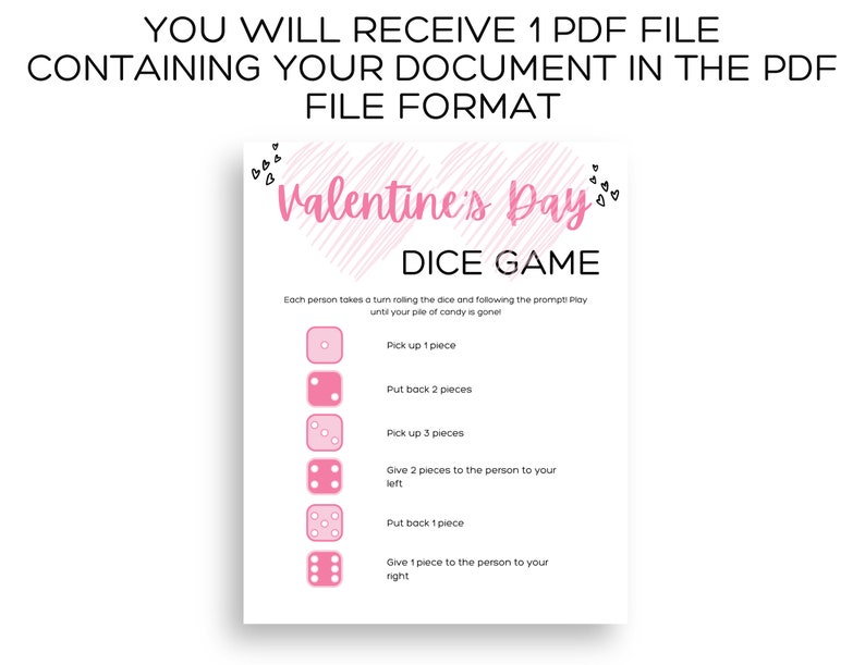 Valentine's Day Candy Dice Game, Valentine's Day Candy Party Game ...