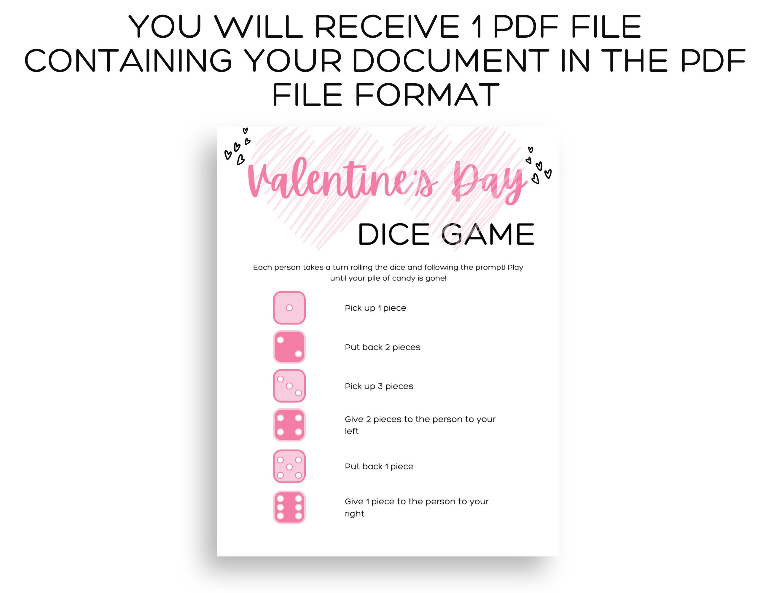 Valentine's Day Candy Dice Game, Valentine's Day Candy Party Game ...