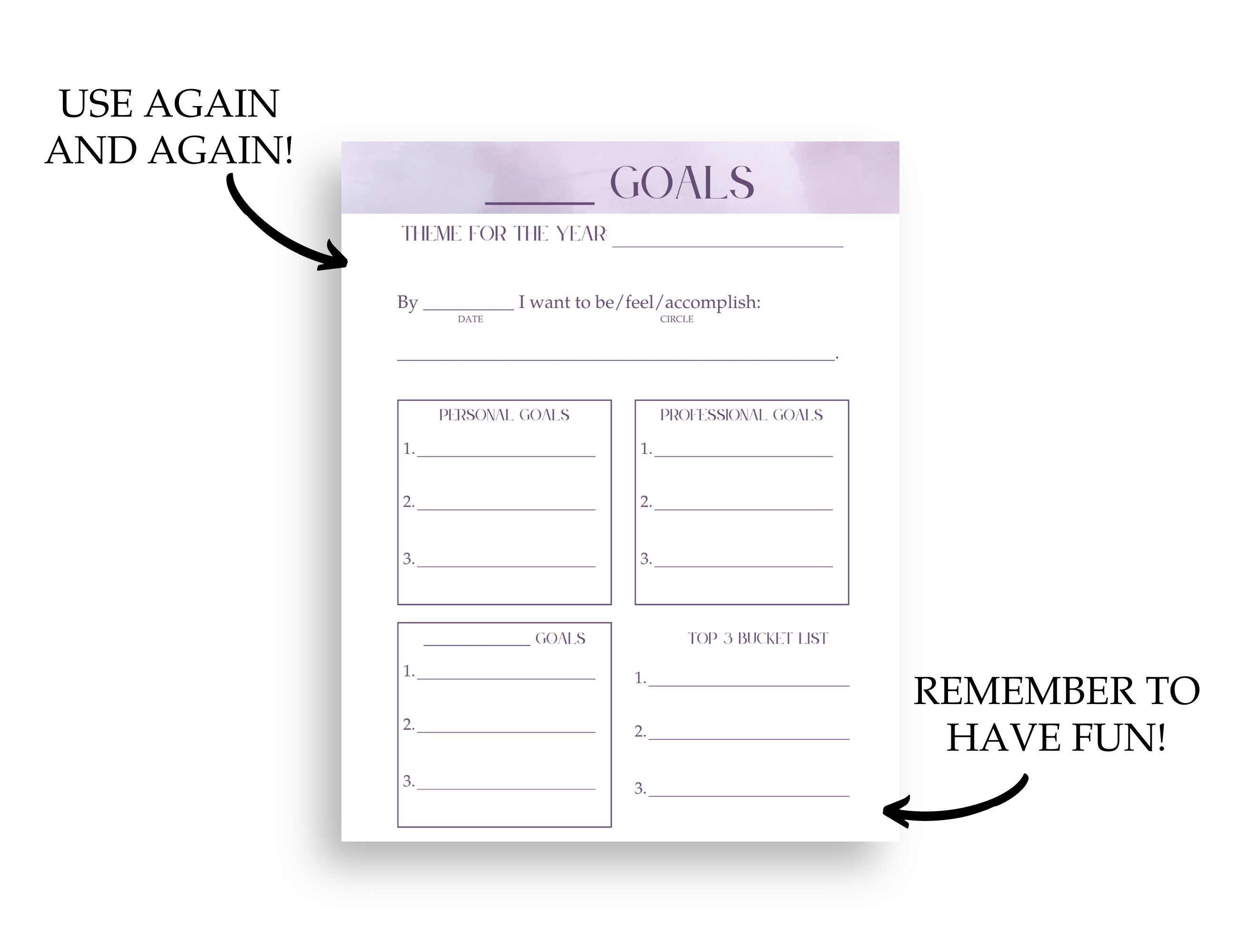 2023 New Years Goal Setting Printable in 10 Colors and Sizes US Letter ...