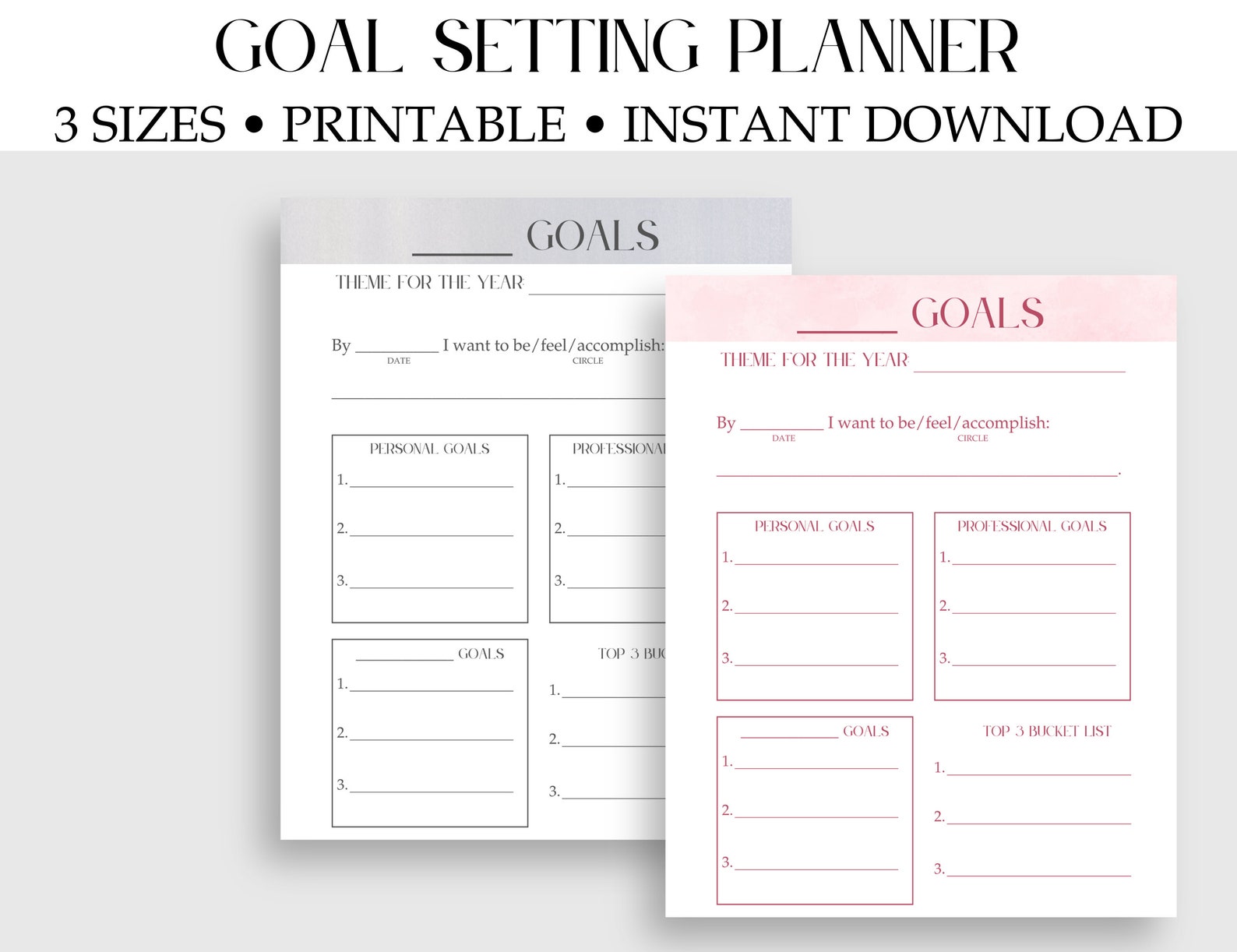 2023 New Years Goal Setting Printable in 10 Colors and Sizes US Letter ...