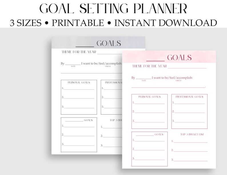 2023 New Years Goal Setting Printable in 10 Colors and Sizes US Letter ...