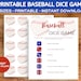 Printable Baseball Dice Game, Baseball Party Activity, Baseball ...