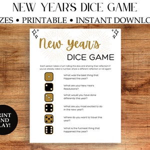 New Years Eve Dice Game | Printable Party Game (digital Download) - Etsy