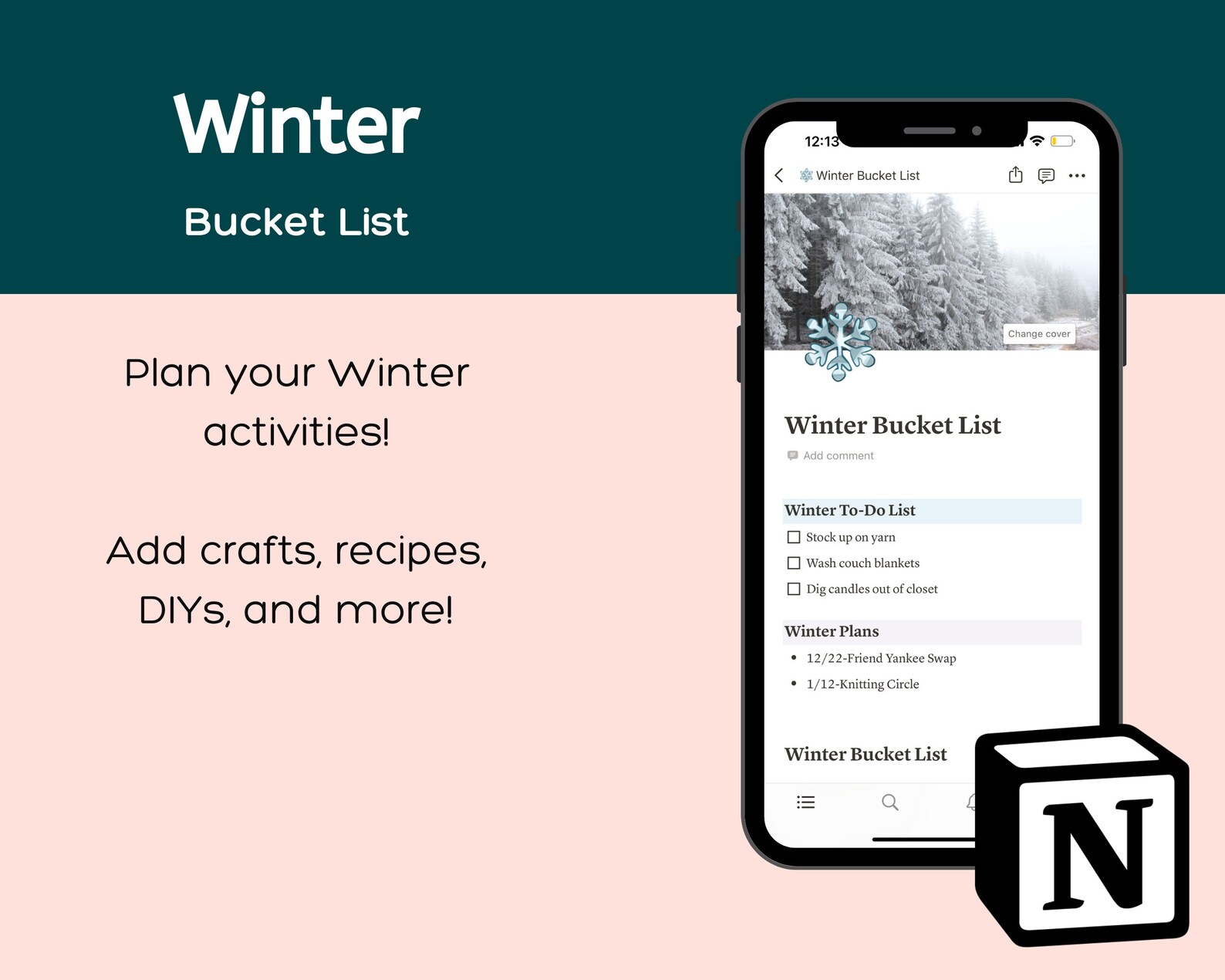 Seasonal Bucket Lists for Notion, Digital Bucket List, Seasonal Bucket ...