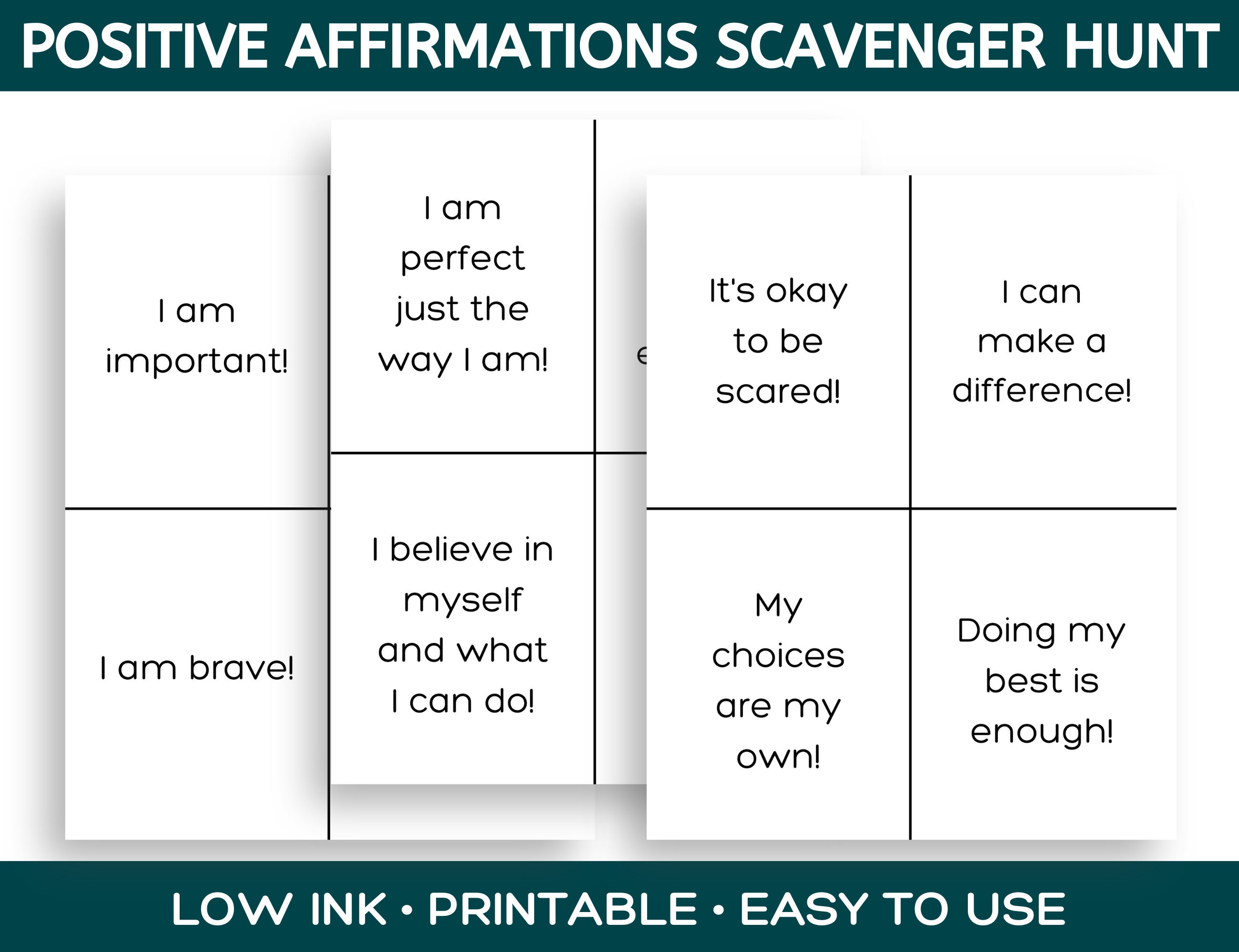 Positive Affirmations Scavenger Hunt for Kids, Classroom Activity ...