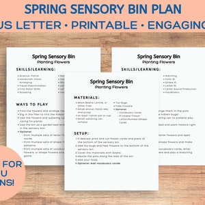 Garden Sensory Bin Plan, Spring Sensory Bin Plan, Flower Sensory Bin ...