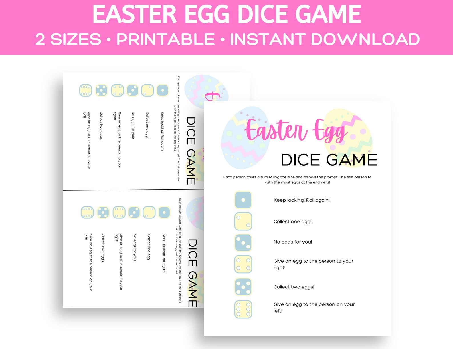 Easter Dice Game, Printable Egg Easter Game, Easter Egg Dice Game ...