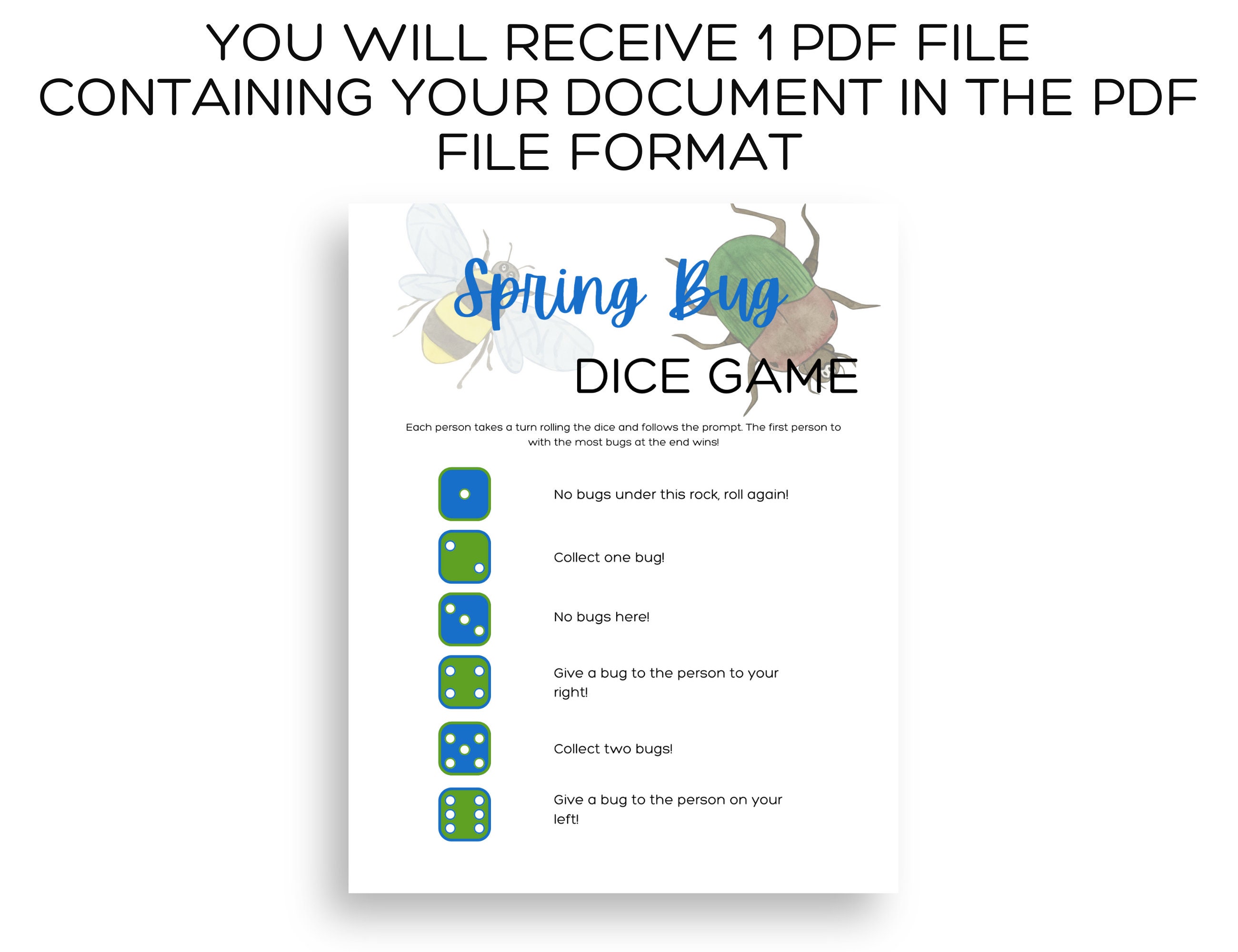 Spring Bugs Dice Game, Spring Insects Dice Game, Premier jour d ...