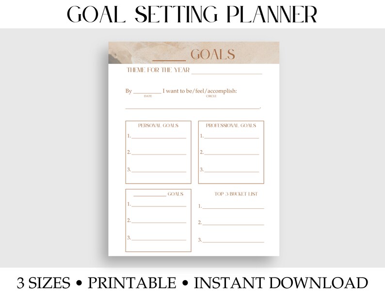 2023 New Years Goal Setting Printable in 10 Colors and Sizes US Letter ...