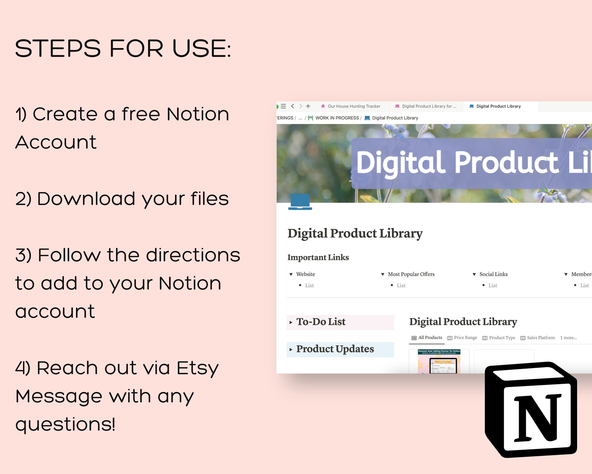 Digital Product Library for Notion, Digital Product Organizer, Digital ...