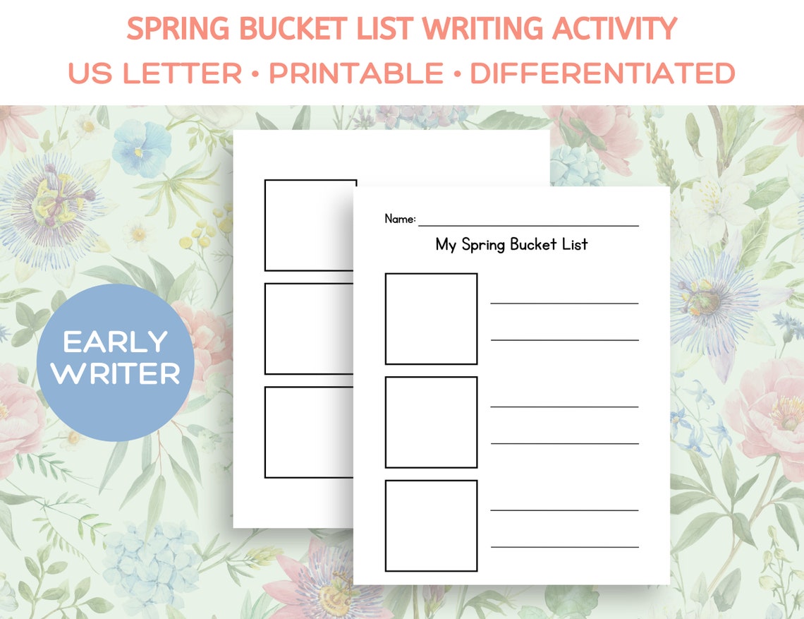 Spring Bucket List Printable Worksheet, First Day of Spring Worksheet ...