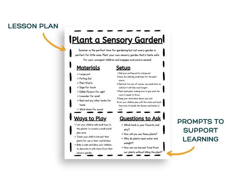 Sensory Garden Lesson Plan, Garden Planner Printable, Kids Gardening ...
